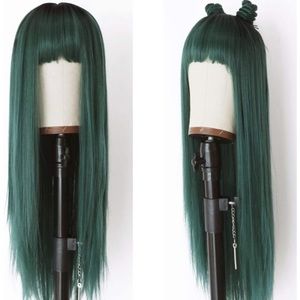 Hair | 24 Long Straight Ombre Green Bang Wig | Poshmark